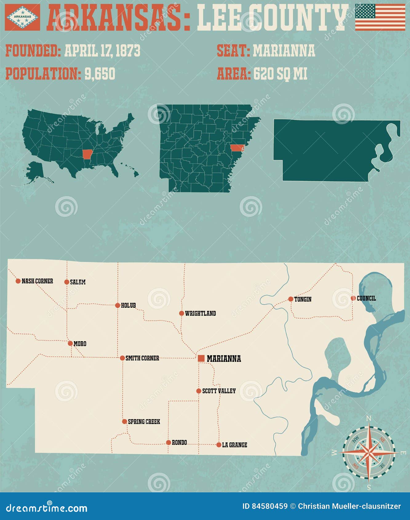 Arkansas: Lee County stock vector. Illustration of federal - 84580459