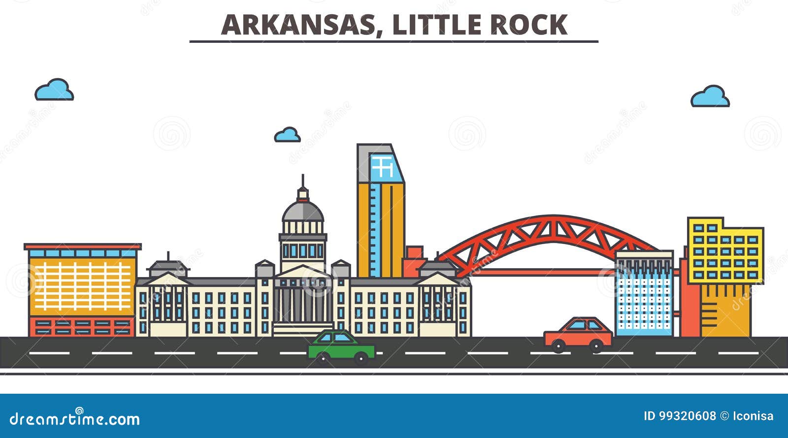 Arkansas, Little Rock Skyline Da Cidade Ilustração do Vetor ...