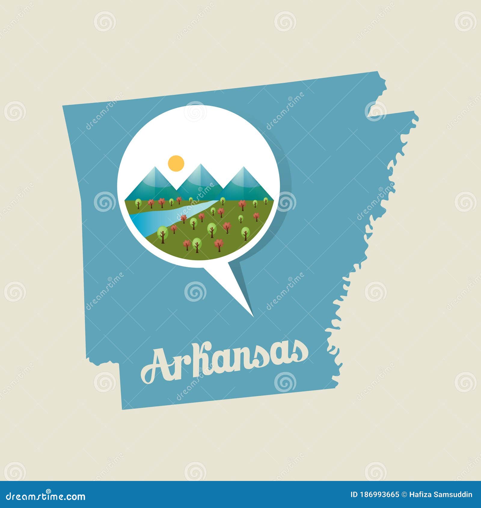 Arkansas Map with Nature Icon. Vector Illustration Decorative Design ...