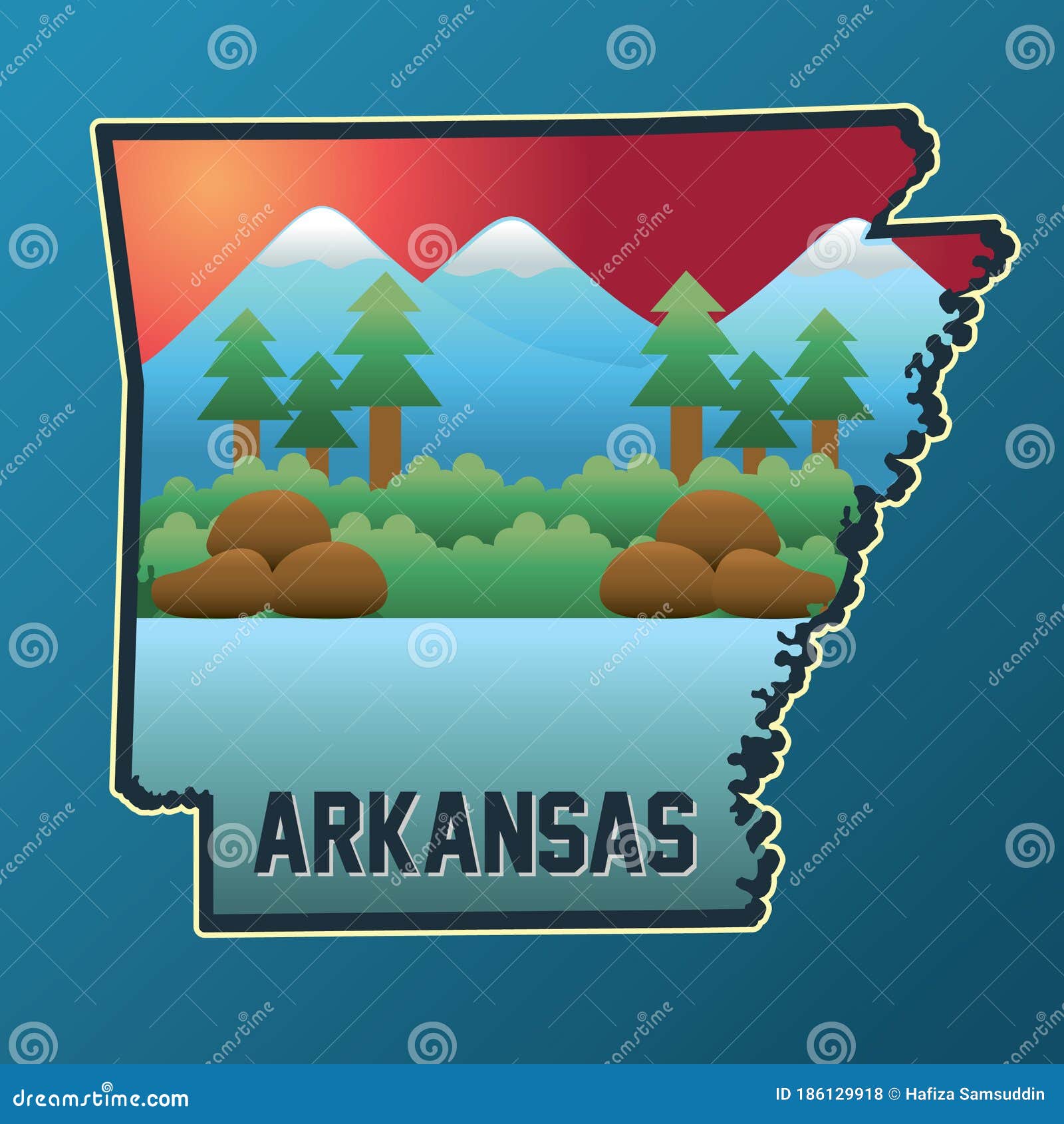 Arkansas Map. Vector Illustration Decorative Design Stock Illustration ...