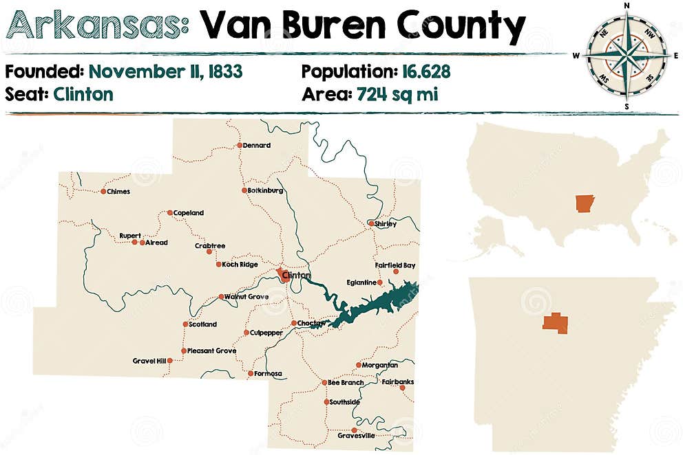 Arkansas: Mapa De Van Buren County Ilustração do Vetor - Ilustração de ...