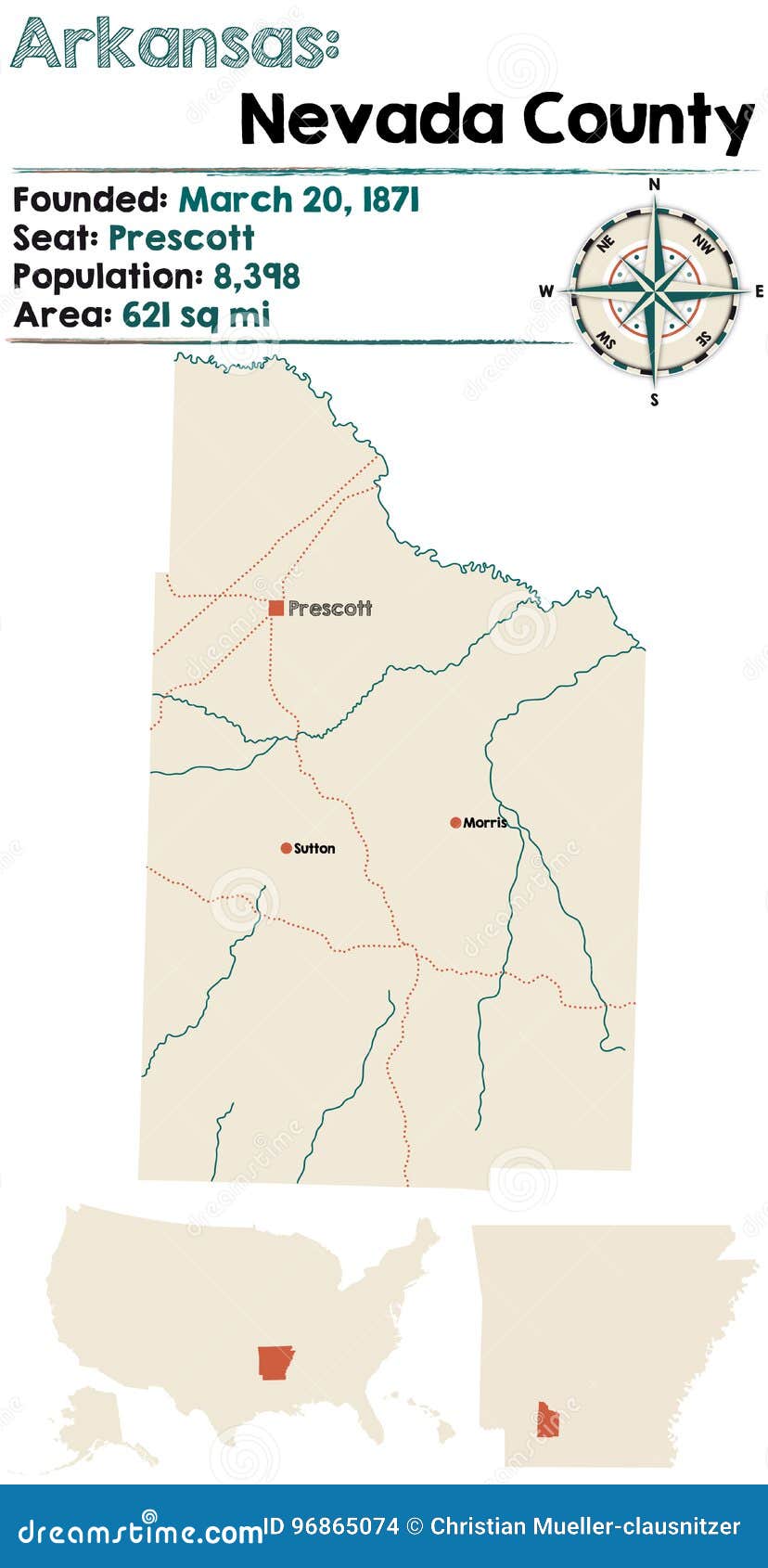 Nevada County Map Vector Illustration | CartoonDealer.com #173364718