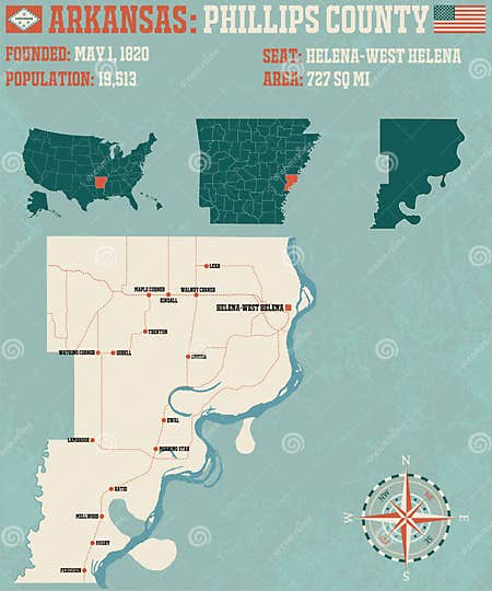 Arkansas: Phillips county stock vector. Illustration of infographic ...