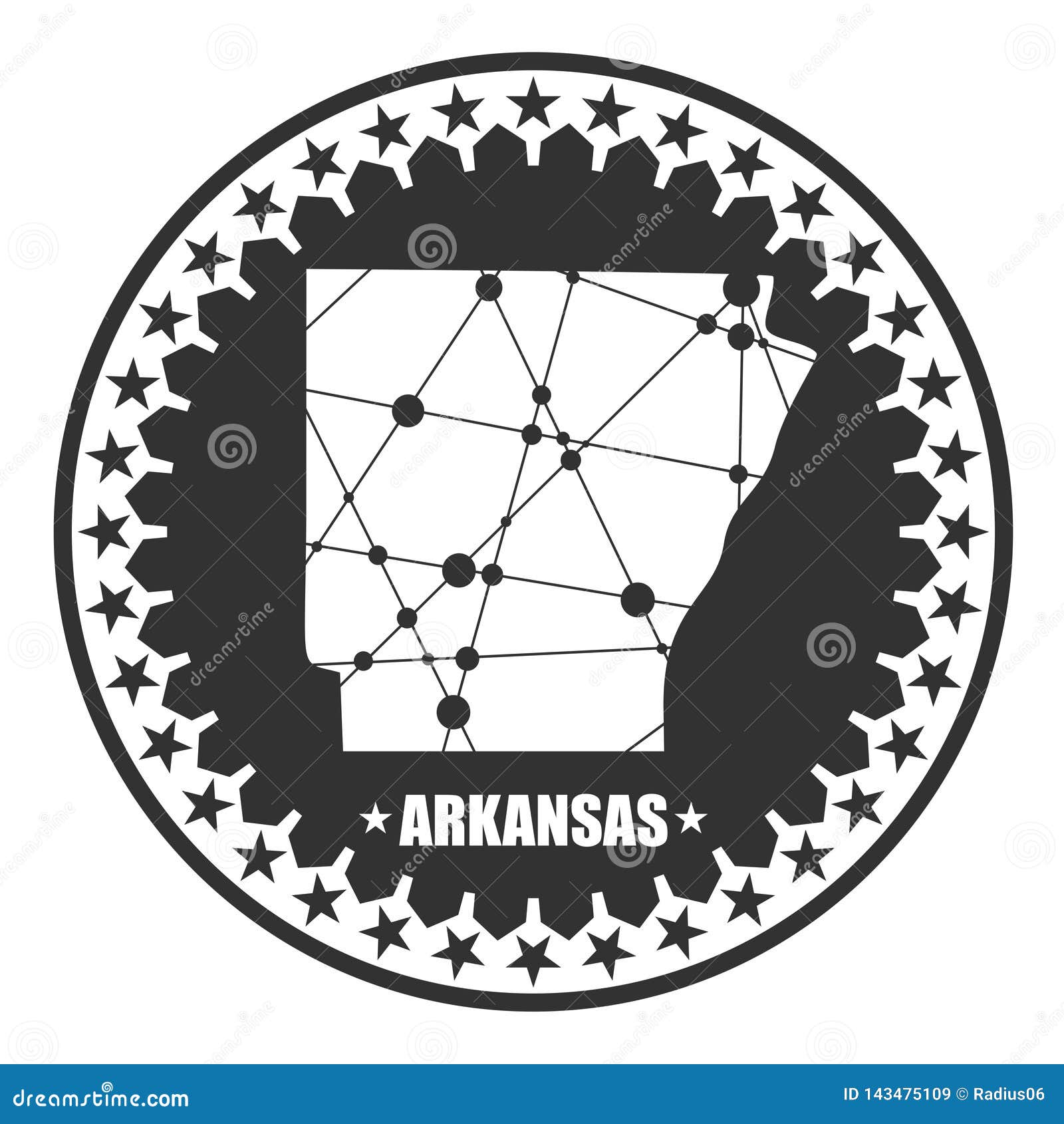 Arkansas state map stock vector. Illustration of contour - 143475109