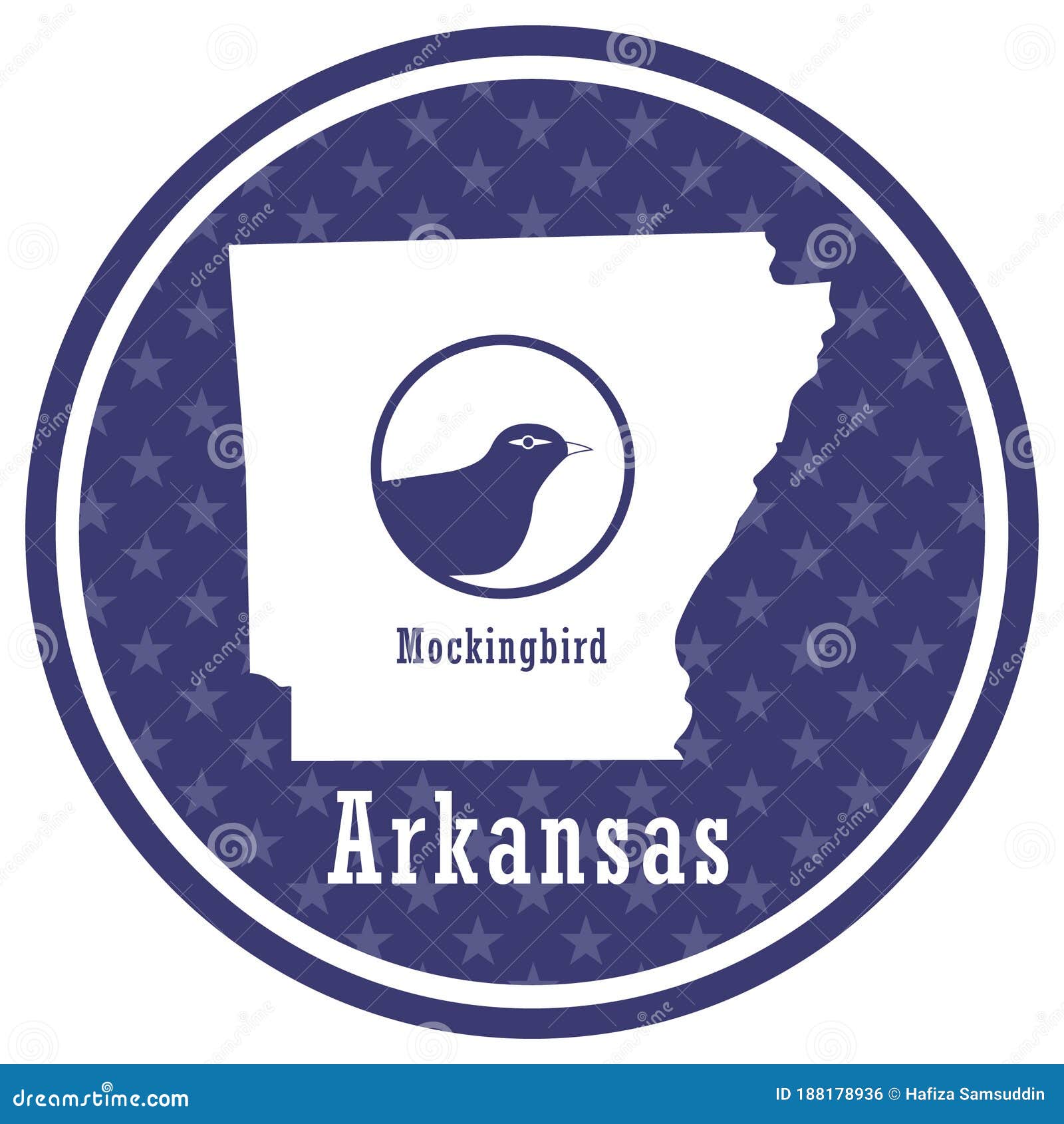 Arkansas State Map with Mockingbird. Vector Illustration Decorative ...