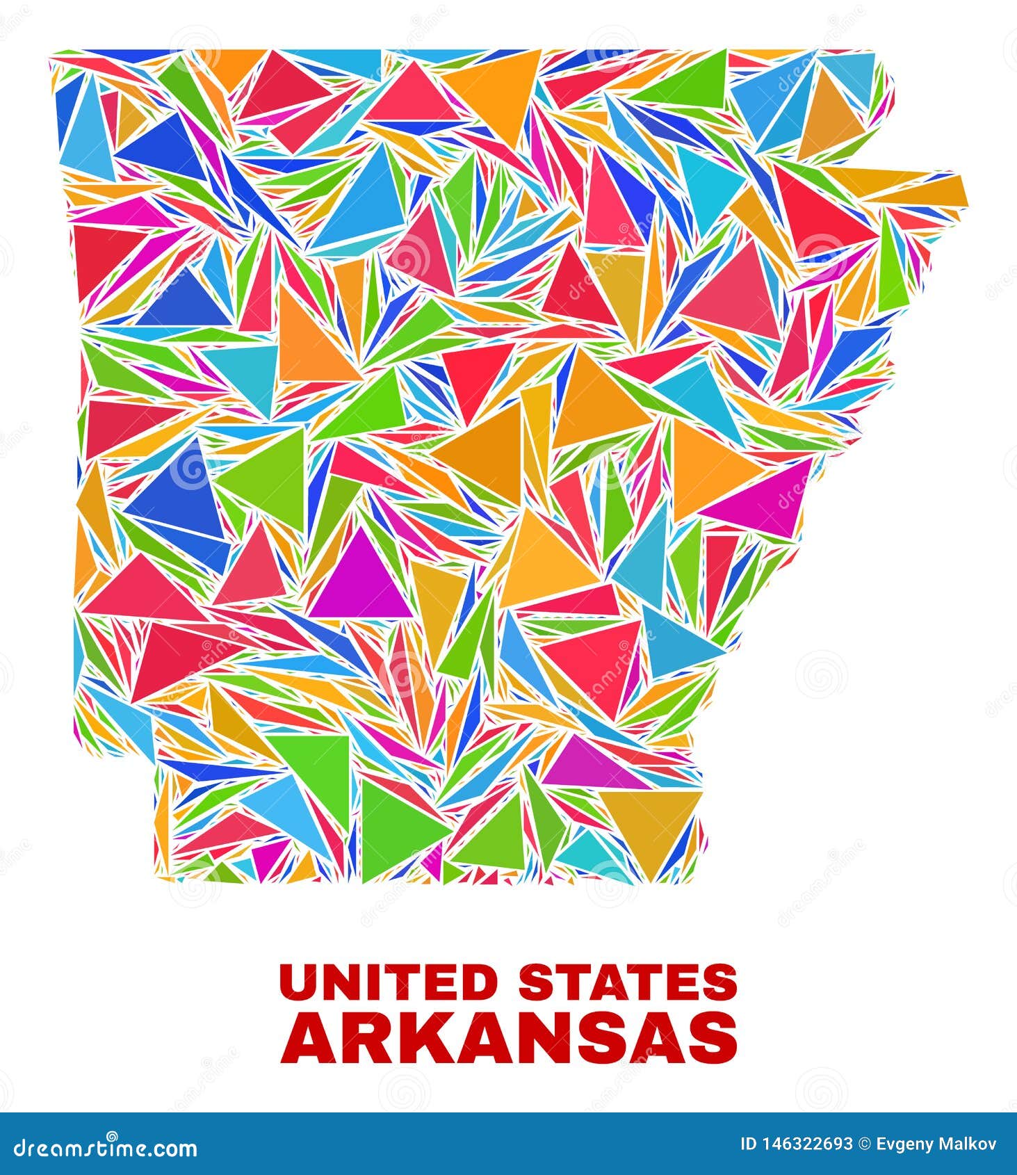 Arkansas State Map - Mosaic of Color Triangles Stock Vector ...