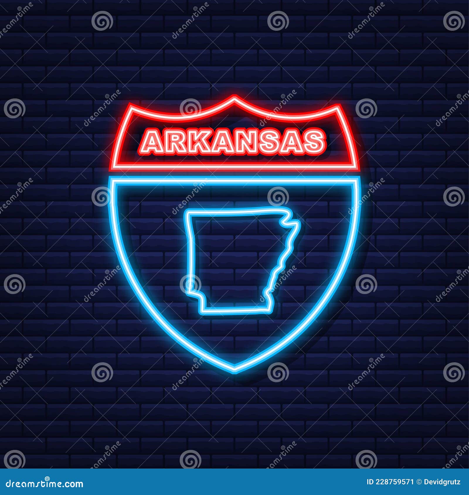 Arkansas State Map Neon Icon. Vector Illustration. Stock Vector ...