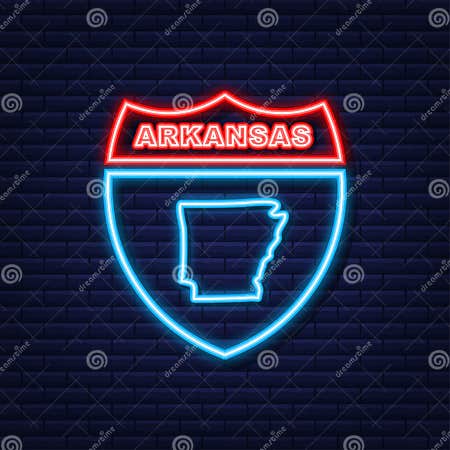 Arkansas State Map Neon Icon. Vector Illustration. Stock Vector ...