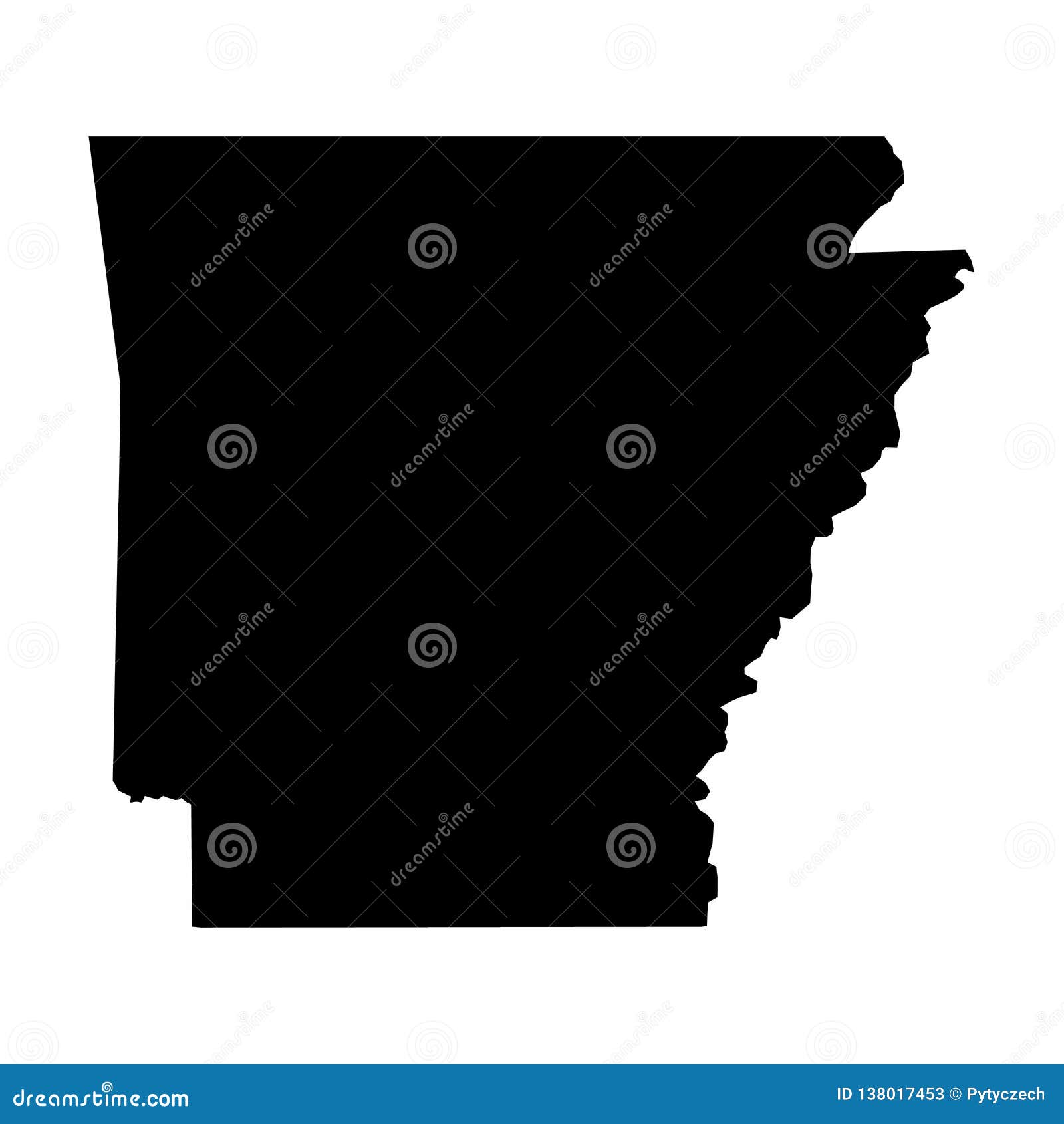 Arkansas, State of USA - Solid Black Silhouette Map of Country Area ...