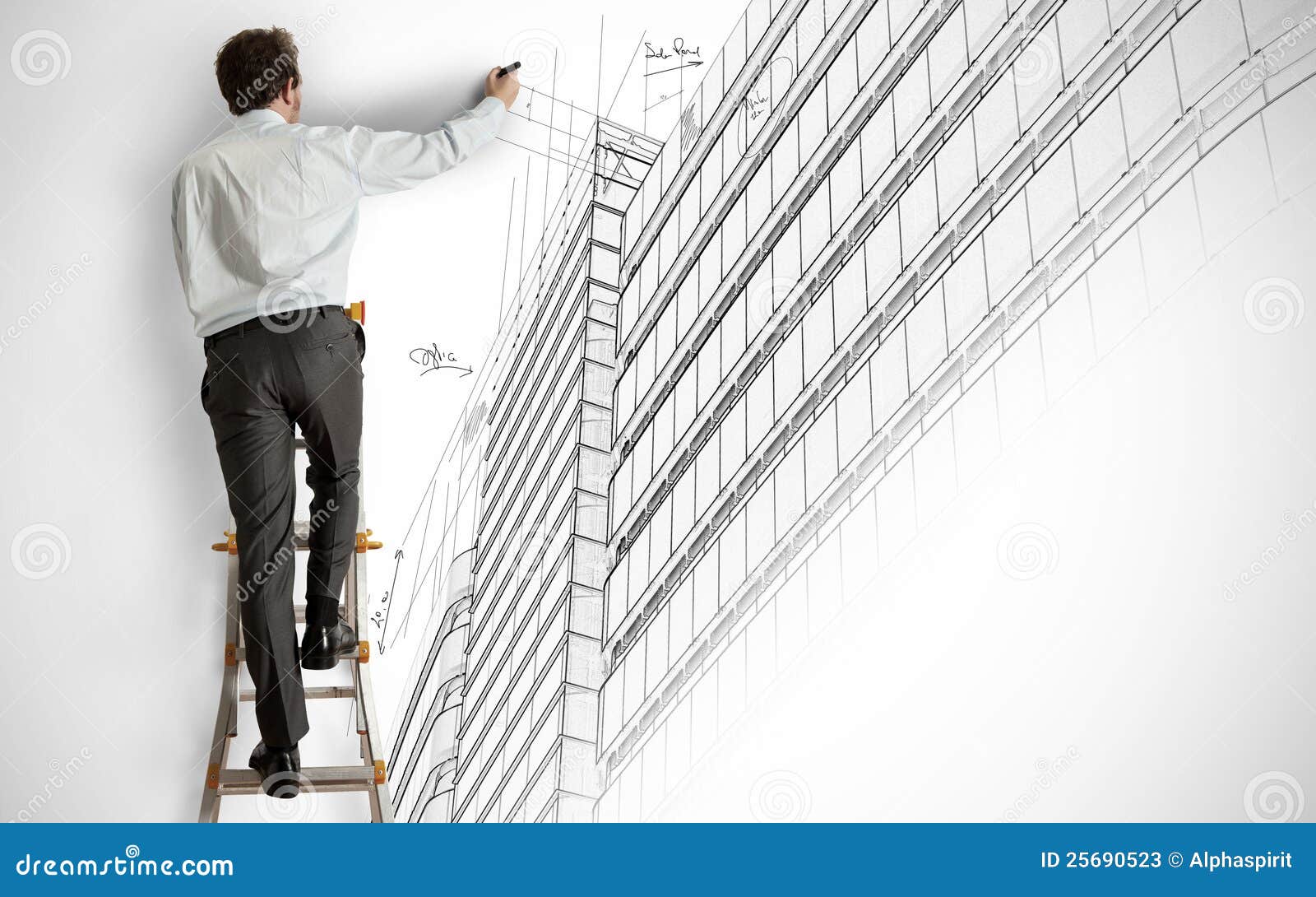 Arkitekt Som Tecknar Ett Projekt Fotografering för Bildbyråer - Bild av ...