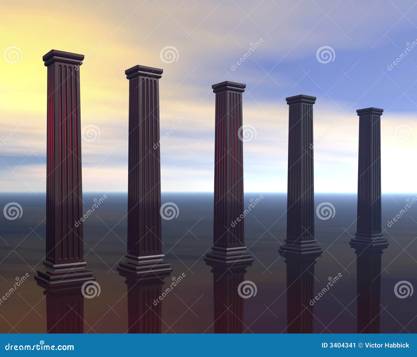 Arkitektoniska pelare stock illustrationer. Illustration av reflexion ...