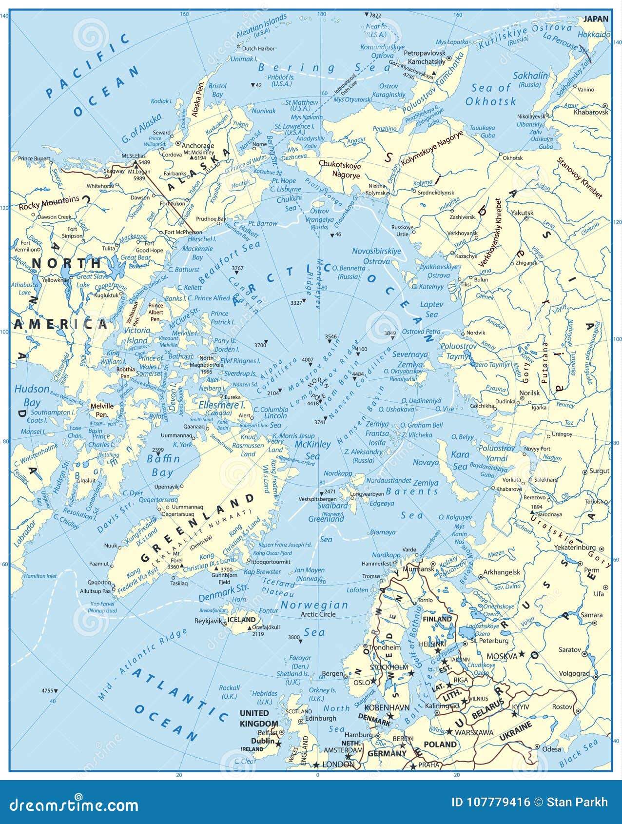 Arktycznego oceanu mapa ilustracja wektor. Ilustracja złożonej z alaska ...