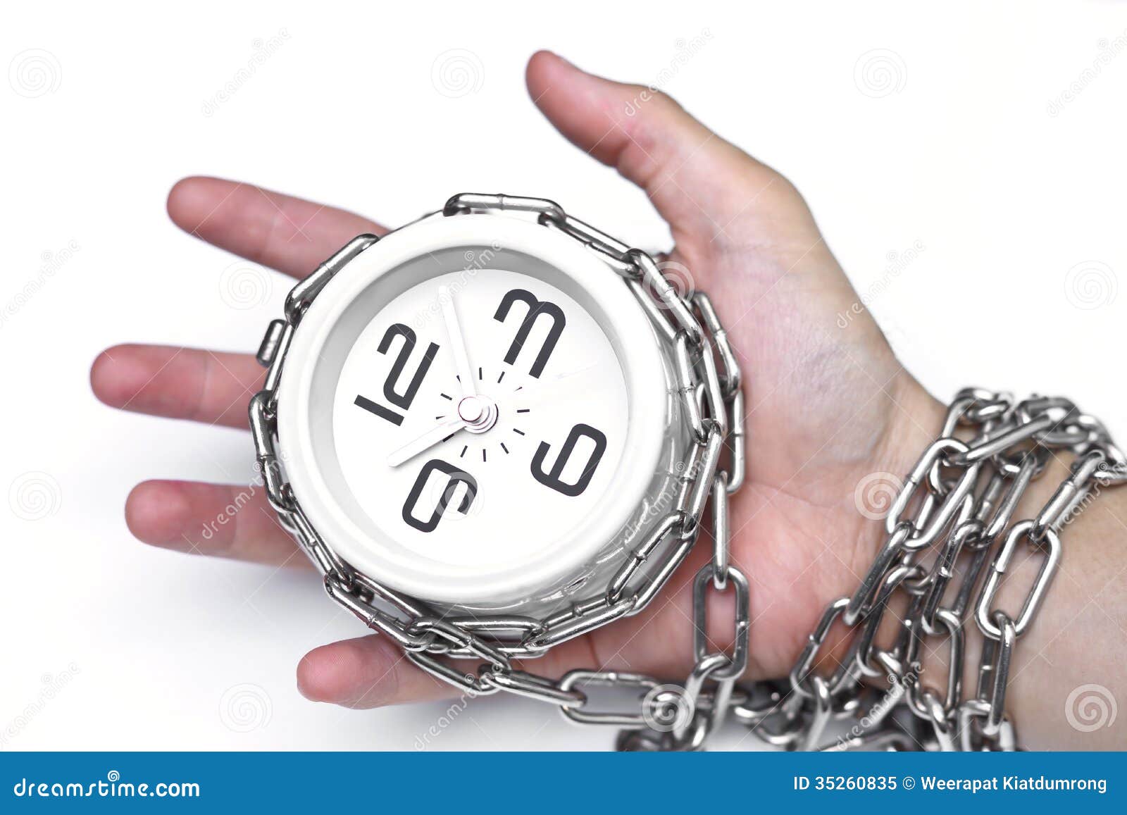 Arm chained with a clock stock image. Image of chain - 35260835