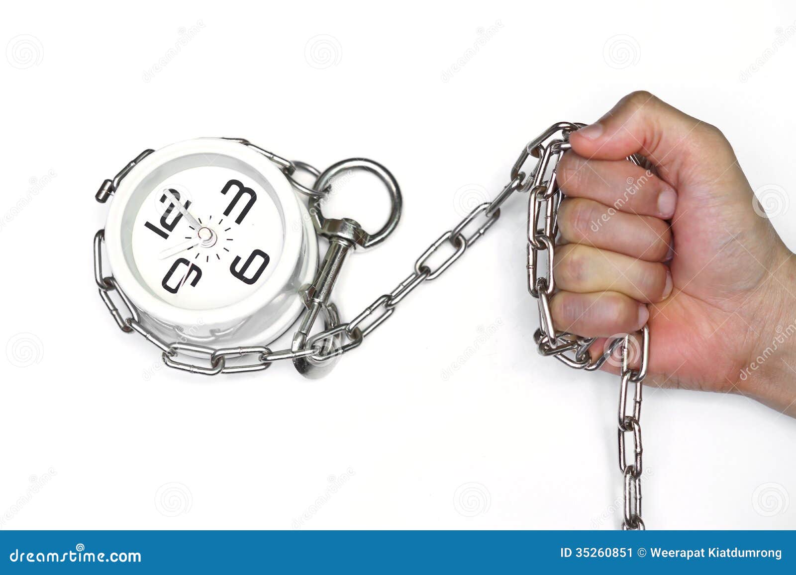 Arm chained with a clock stock image. Image of hand, punishment - 35260851