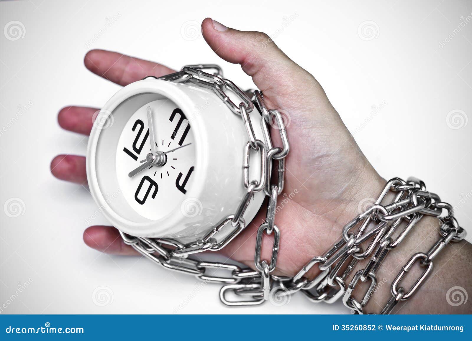 Arm chained with a clock stock photo. Image of escape - 35260852