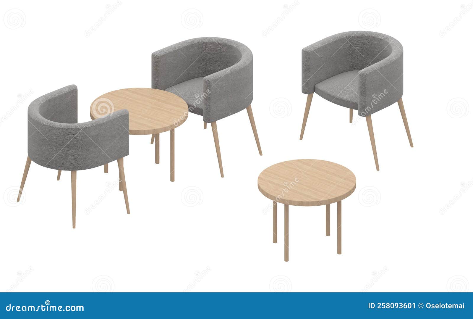 Arm Chair on White Background,gray Chair, Top View, Side, 3d Rendering ...