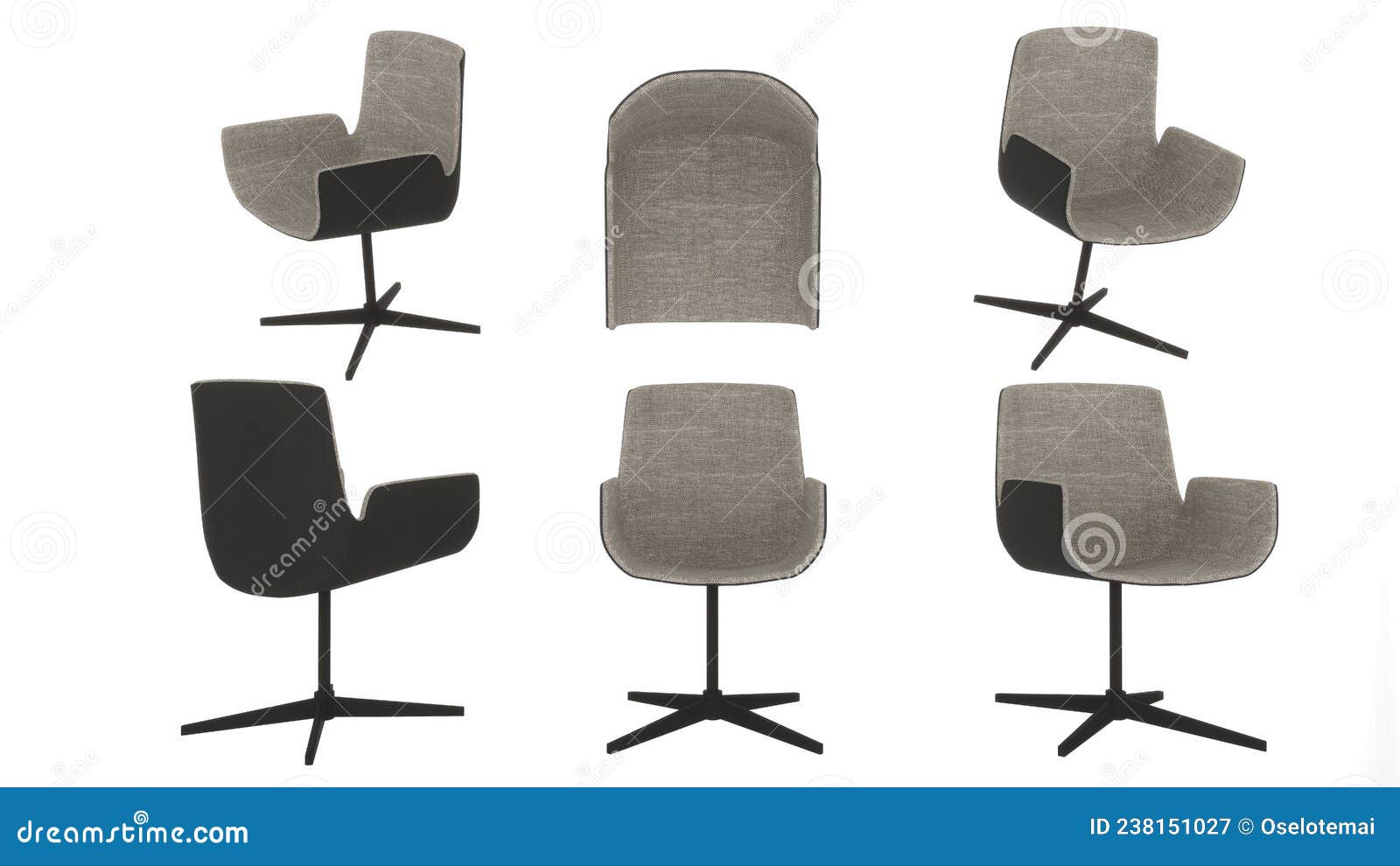 Arm Chair on White Background, Top View, Side Stock Vector ...