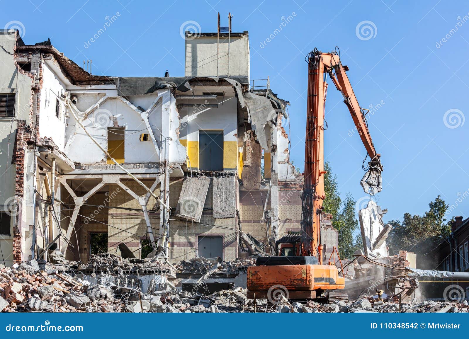 Arm of a Demolition Machine Grab Part of Concrete Wall Stock Photo ...