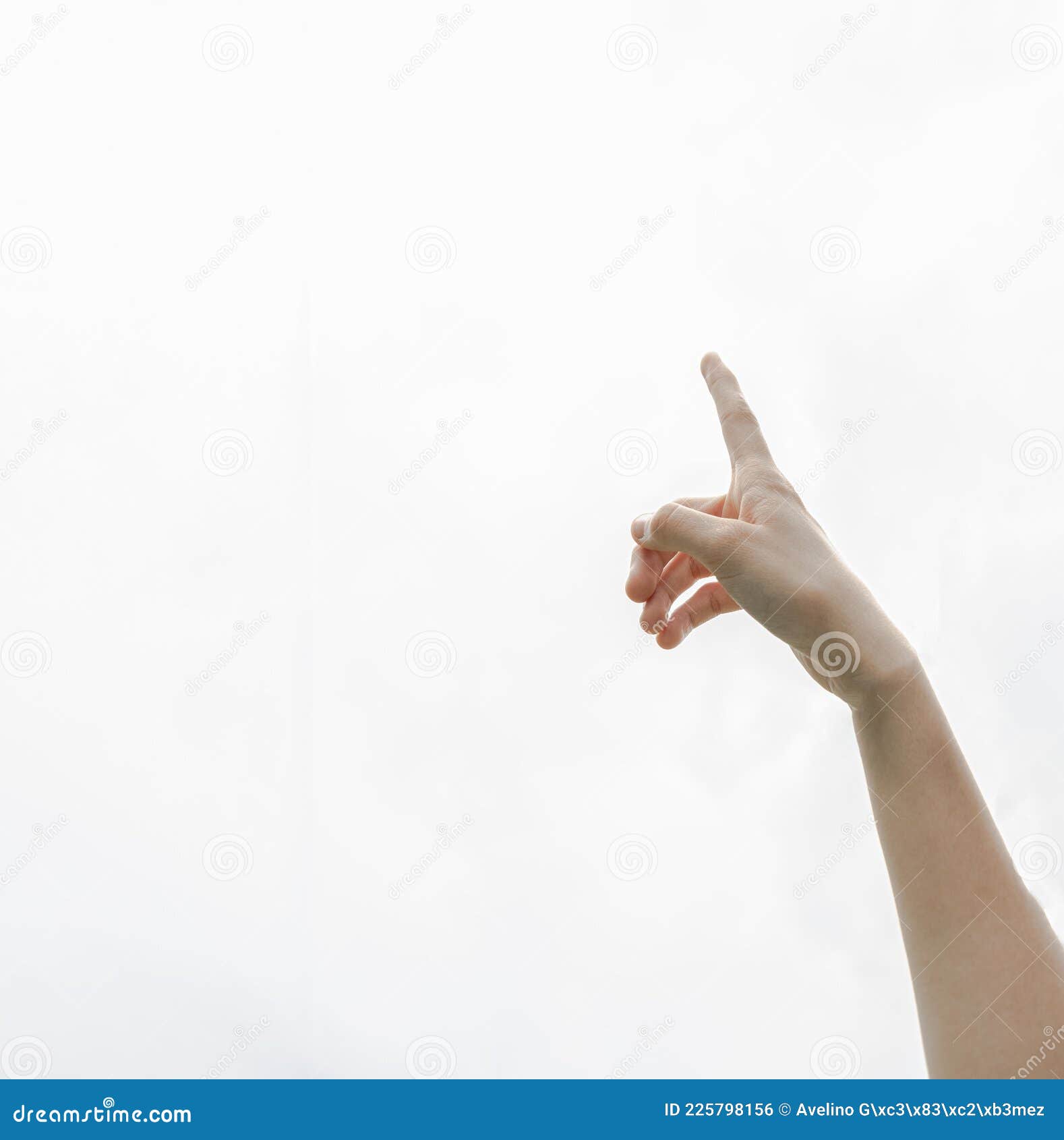 Arm with Finger Pointing Upwards with Copy Space Concept Target ...