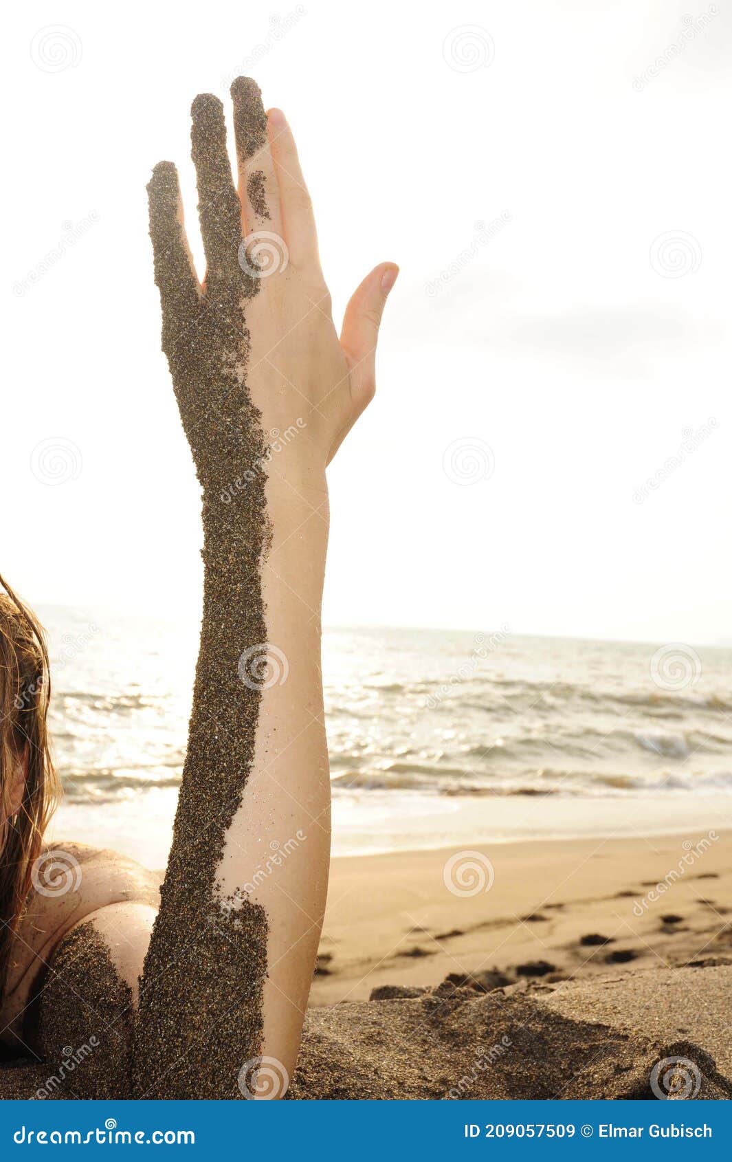 Arm Half Covered in Sand at the Beach Stock Image - Image of covered ...
