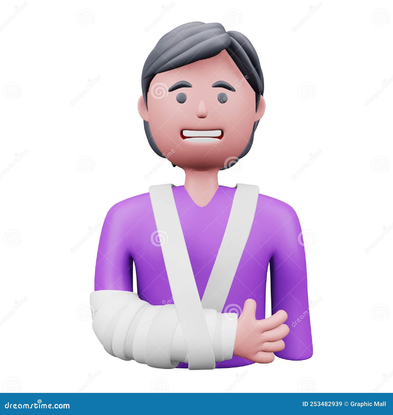 Arm Injury Boy 3D Rendering Isometric Icon. Stock Vector - Illustration ...