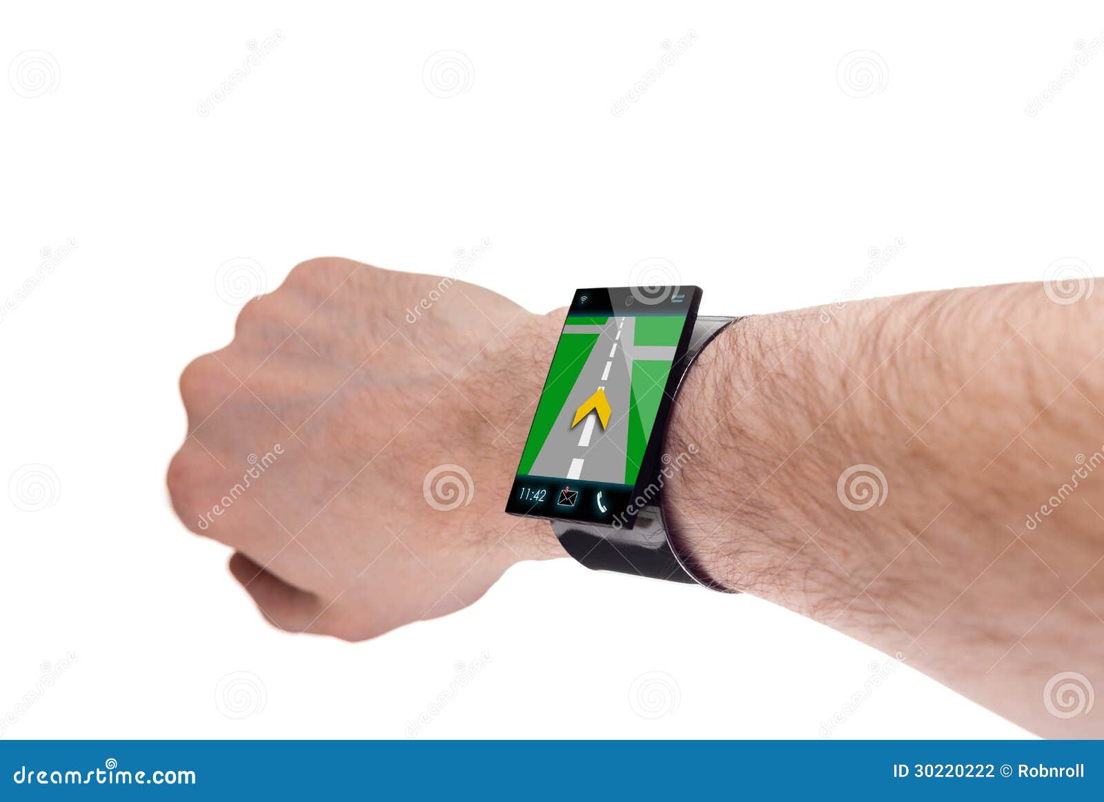 Arm with a Modern Internet Smartwatch, Isolated on White Stock Photo ...