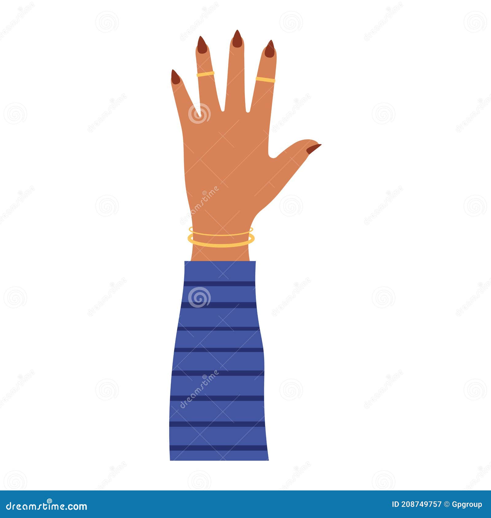 Arm with One Hand and Brown Nails in a White Background Stock ...