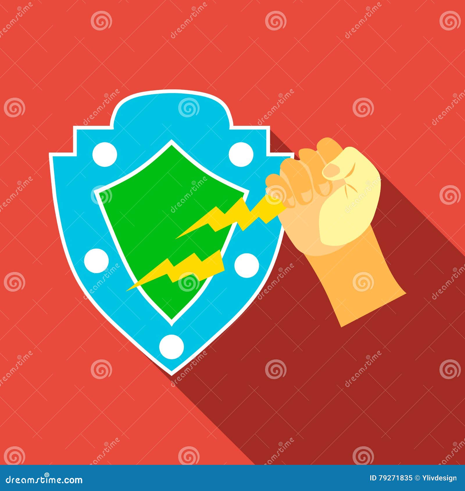 Arm and Protective Shield Icon, Flat Style Stock Vector - Illustration ...