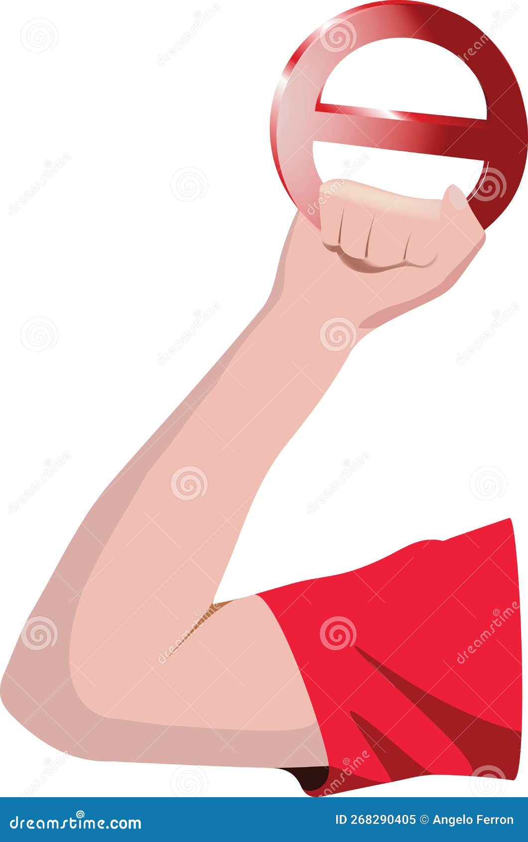 Arm raised with stop sign- stock vector. Illustration of palm - 268290405
