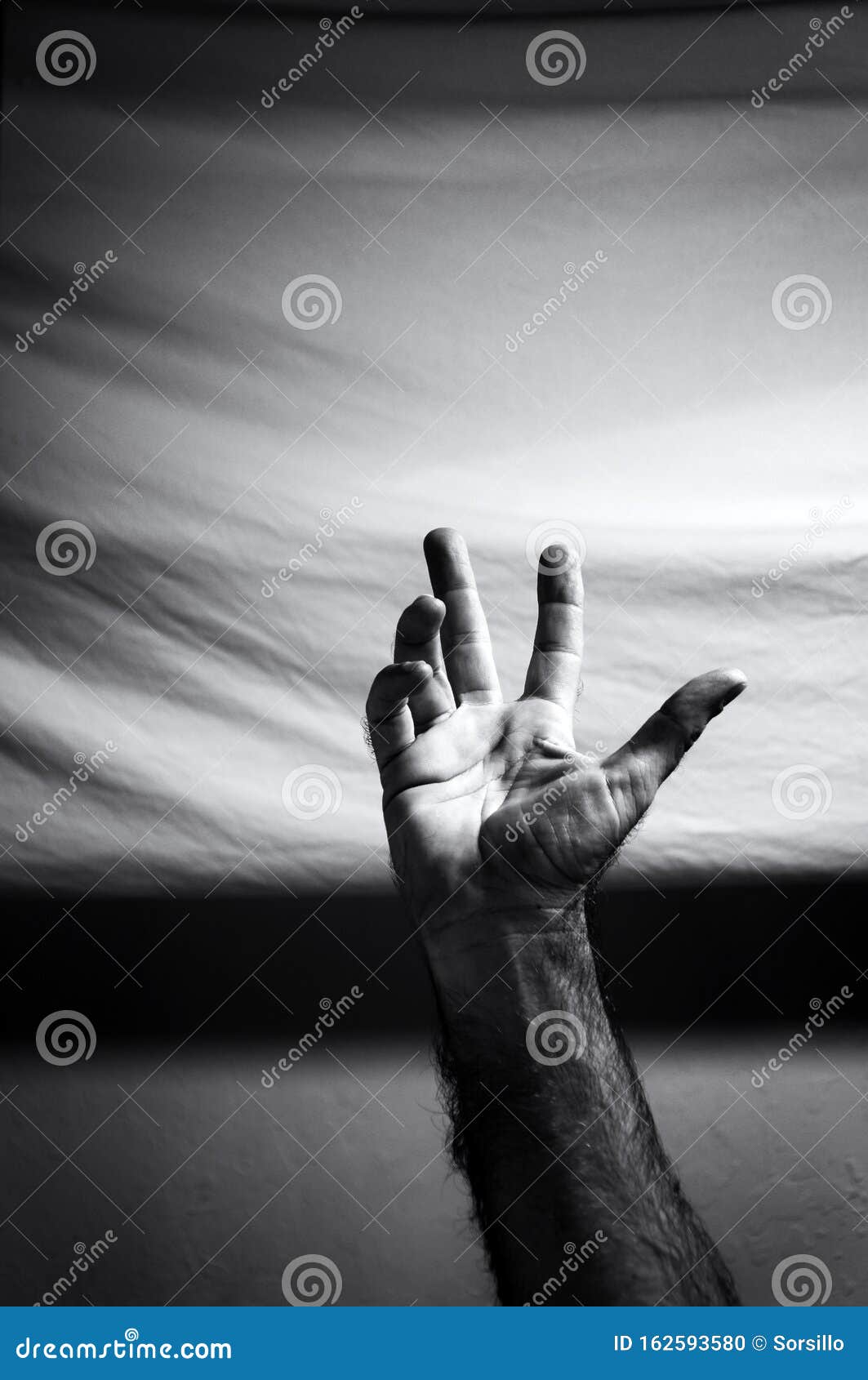 Arm Reaching Up Palm Open with Deep Shadows Stock Photo - Image of ...