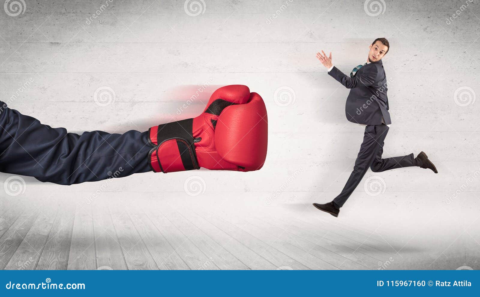 Arm with Boxing Gloves Hits Office Worker Concept Stock Photo - Image ...