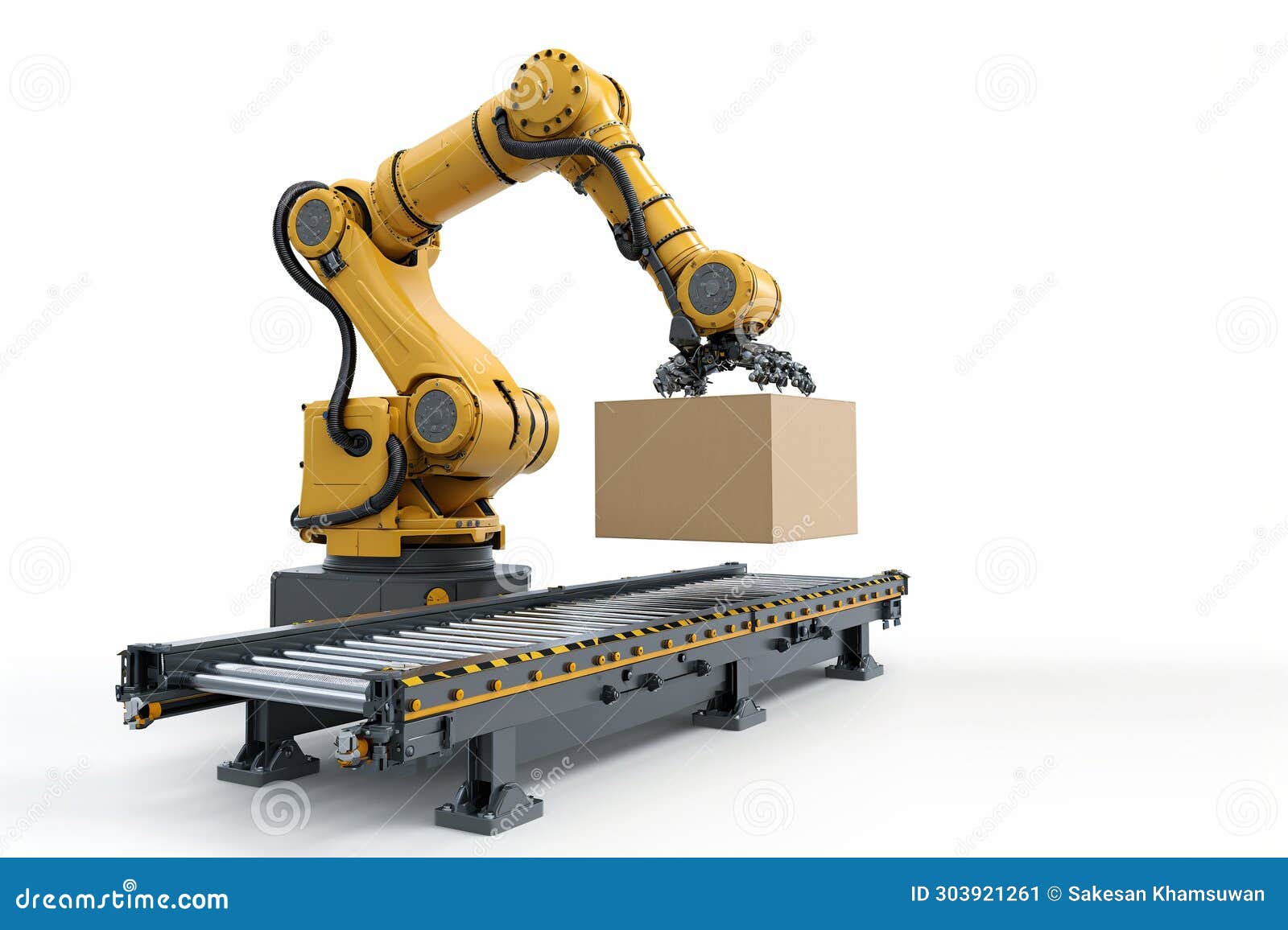 Arm Robot Holding Box for Express Stock Illustration - Illustration of ...