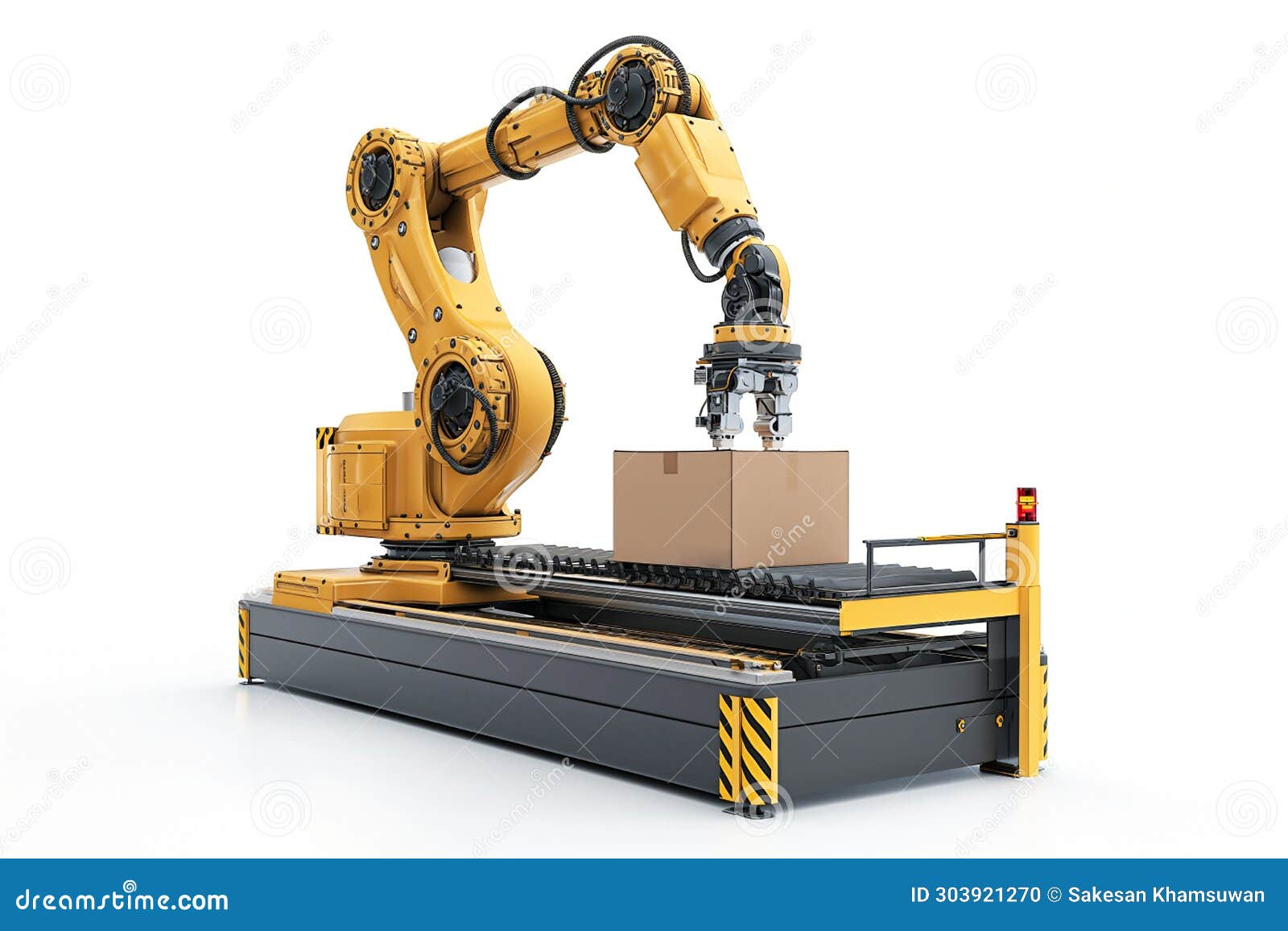 Arm Robot Holding Box for Express Stock Illustration - Illustration of ...