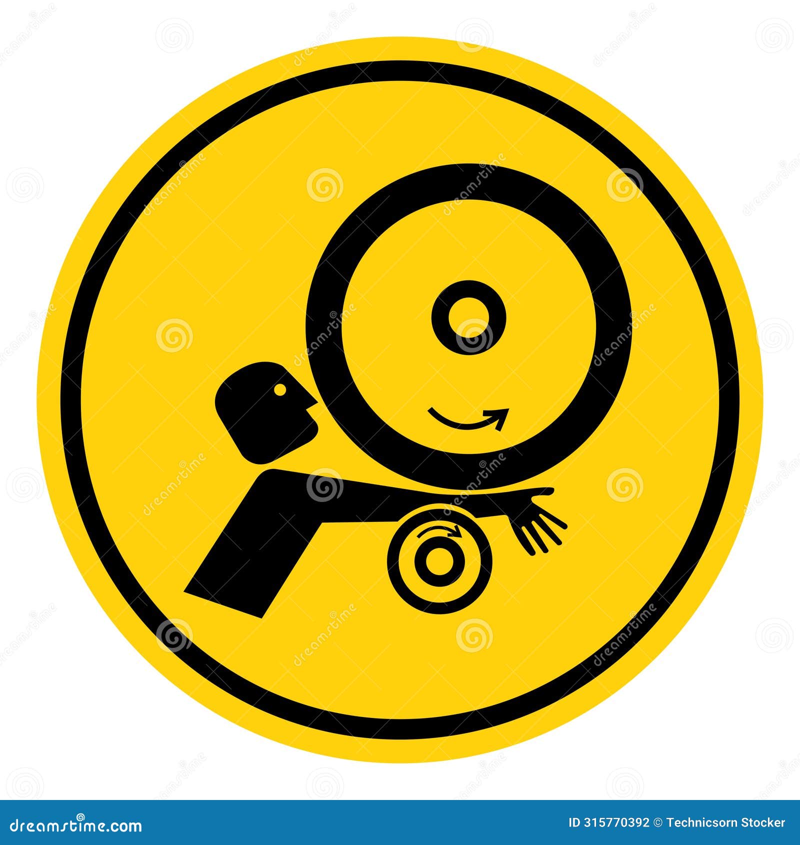 Arm in Rollers Hazard Symbol Sign, Vector Illustration, Isolate on ...