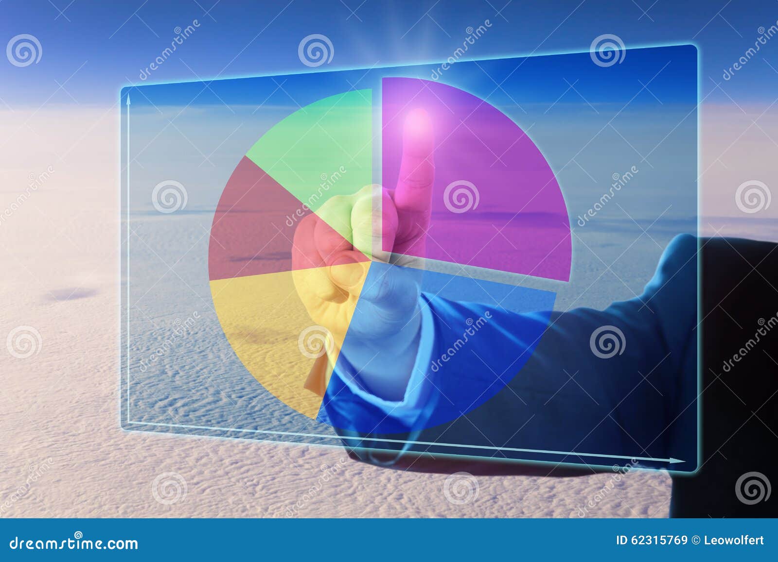 Arm Segmenting a Pie Chart High Above the Clouds Stock Image - Image of ...