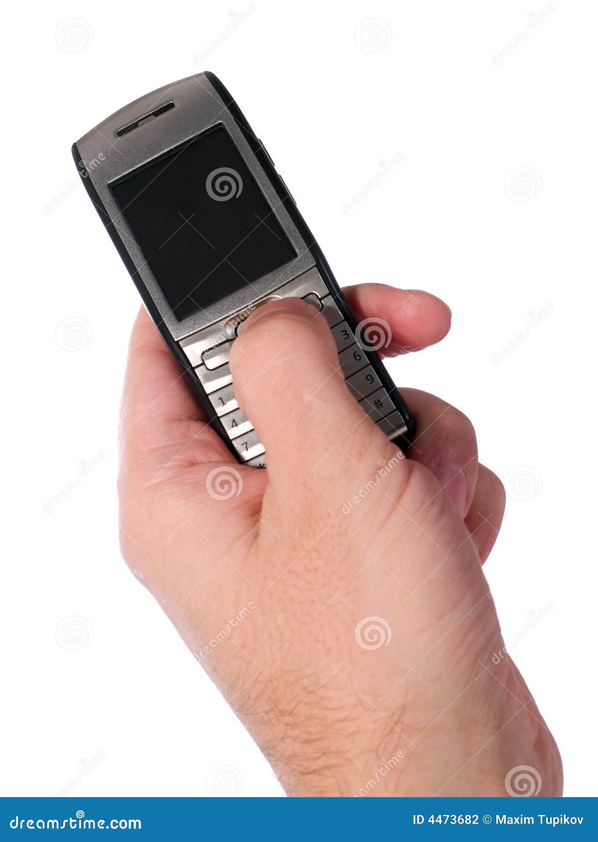 Arm Typing on the Smartphone Isolated on White Stock Photo - Image of ...