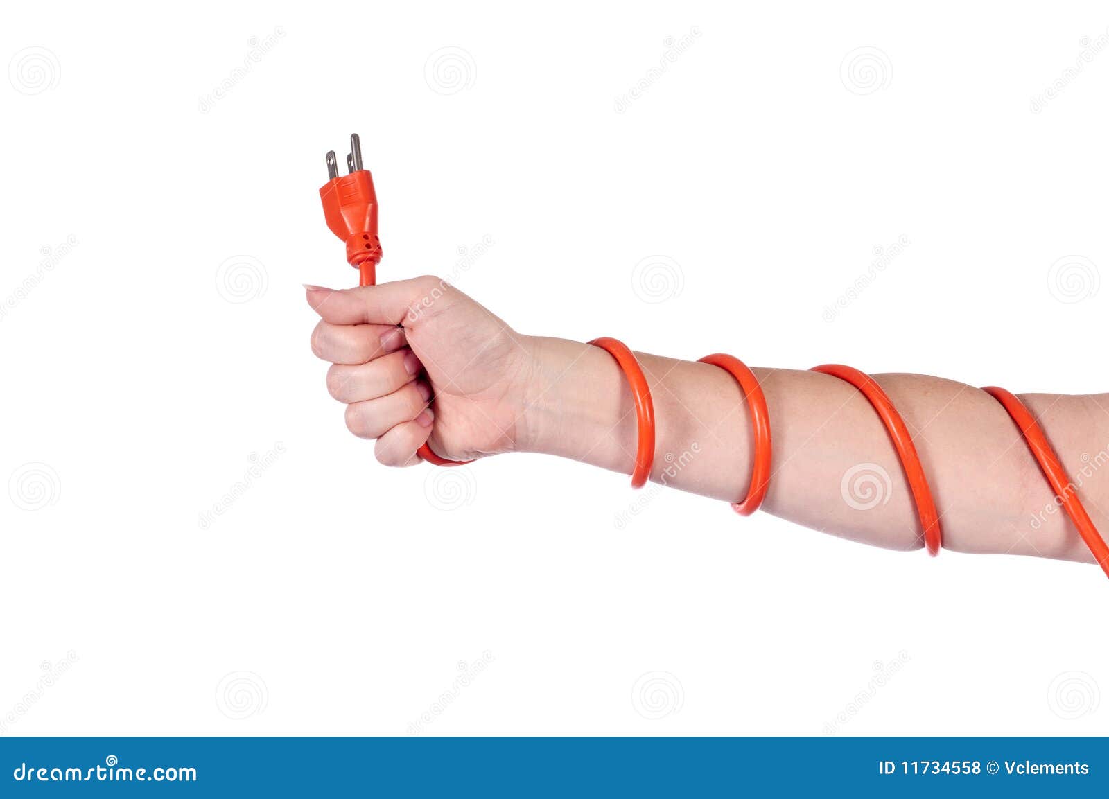 Arm Wrapped in an Orange Electrical Power Cord Stock Photo - Image of ...