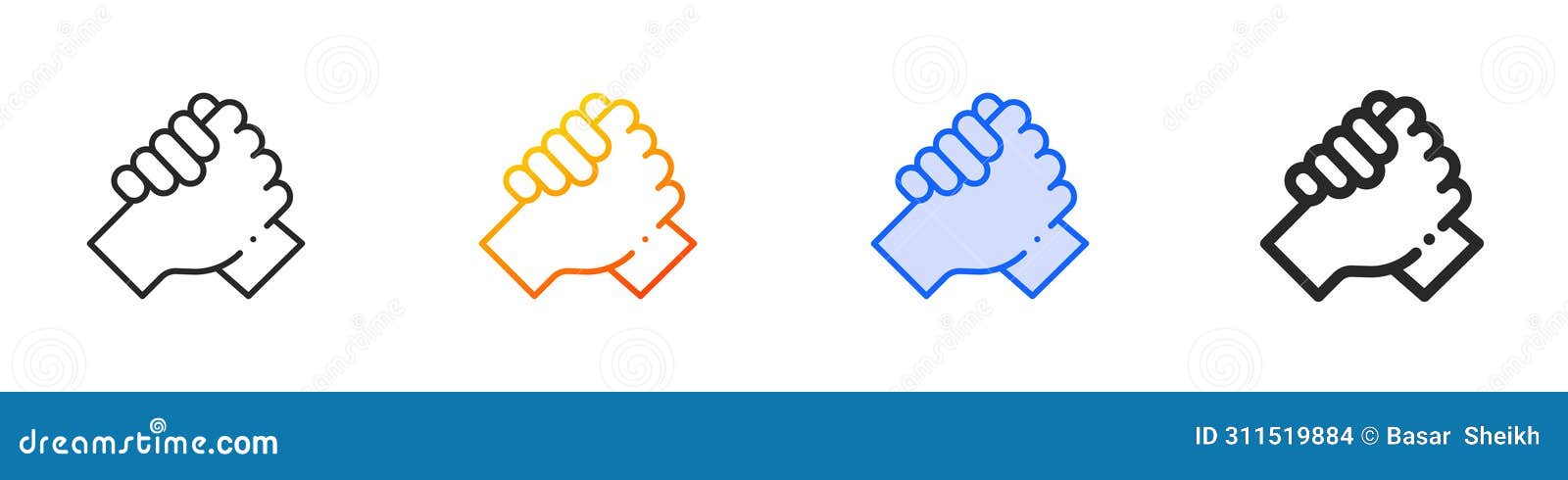 Arm Wrestling Icon.Thin Linear, Gradient, Blue Stroke and Bold Style ...