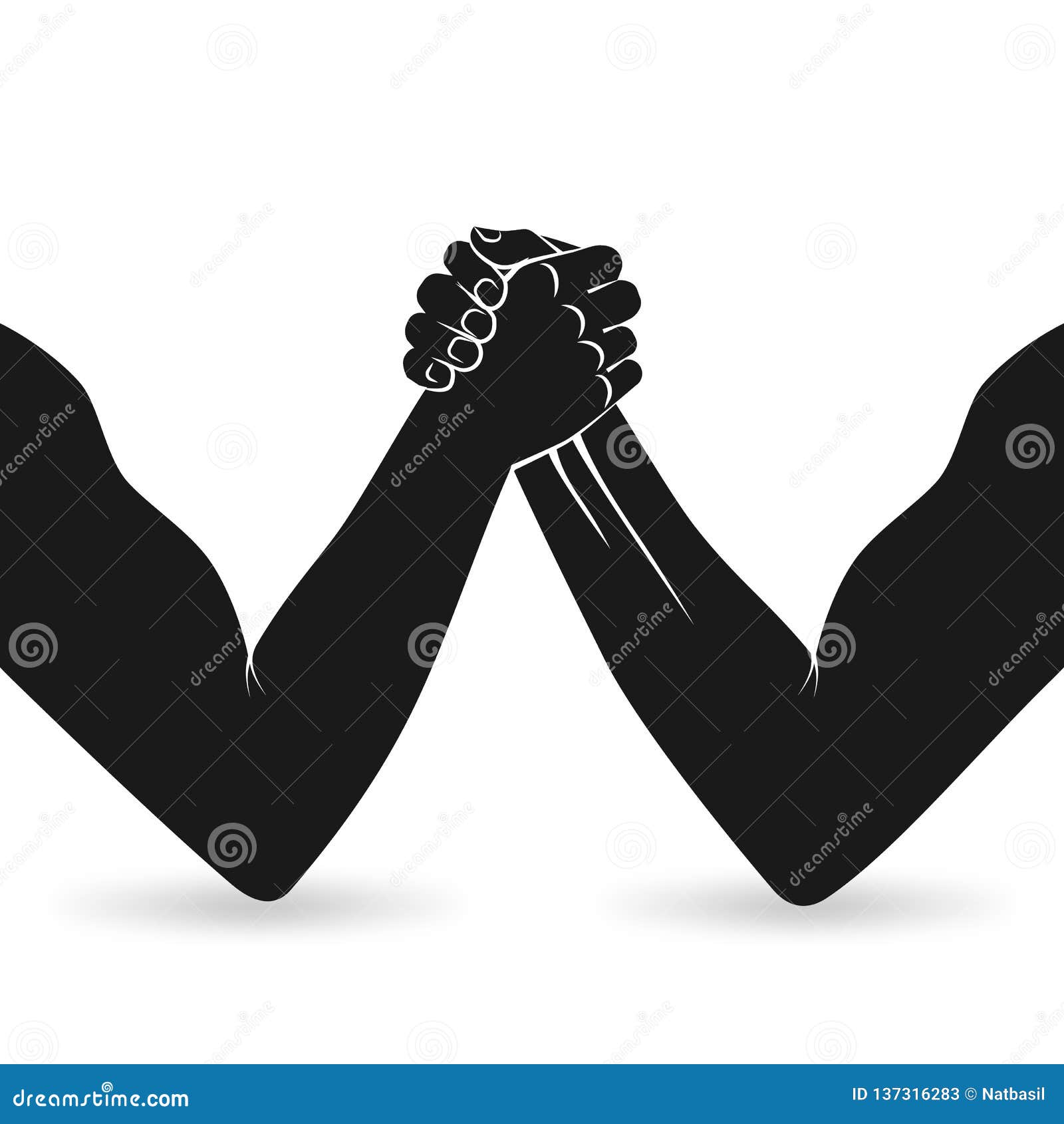 Arm Wrestling. Two Men Hands Shaking Silhouette Stock Vector ...