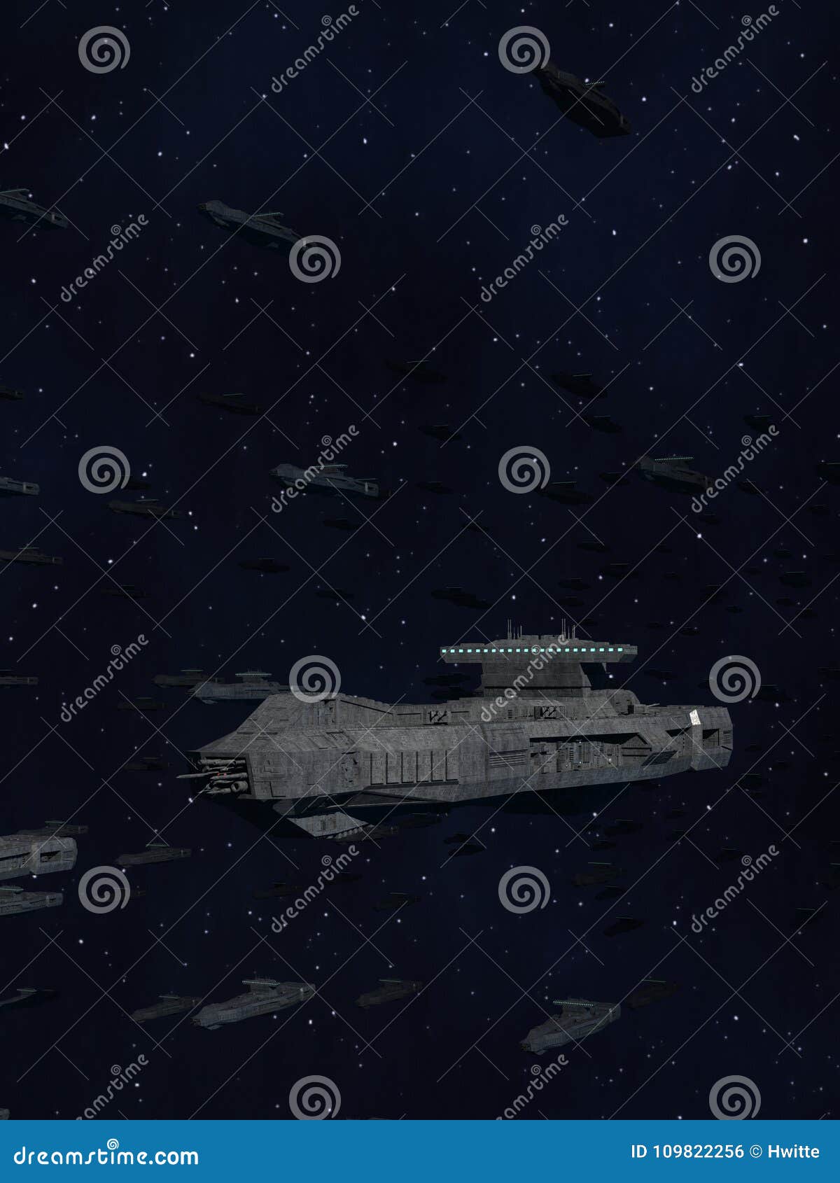 Space Battle Ship Armada 3D-Rendering Stock Illustration - Illustration ...
