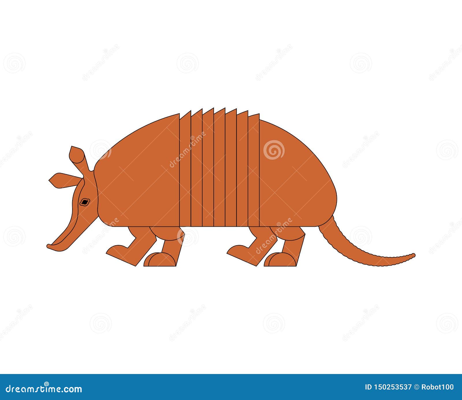 Nine-banded Armadillo Dasypus Novemcinctus Showing The Tongue Cartoon ...