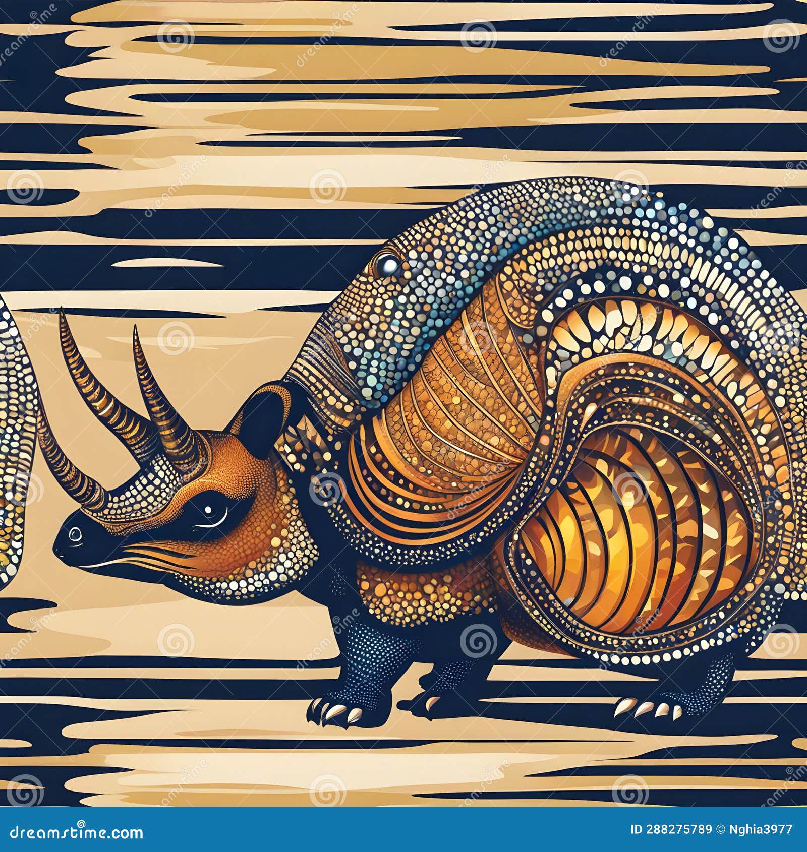 An Armadillo with a Stylized Design Stock Illustration - Illustration ...