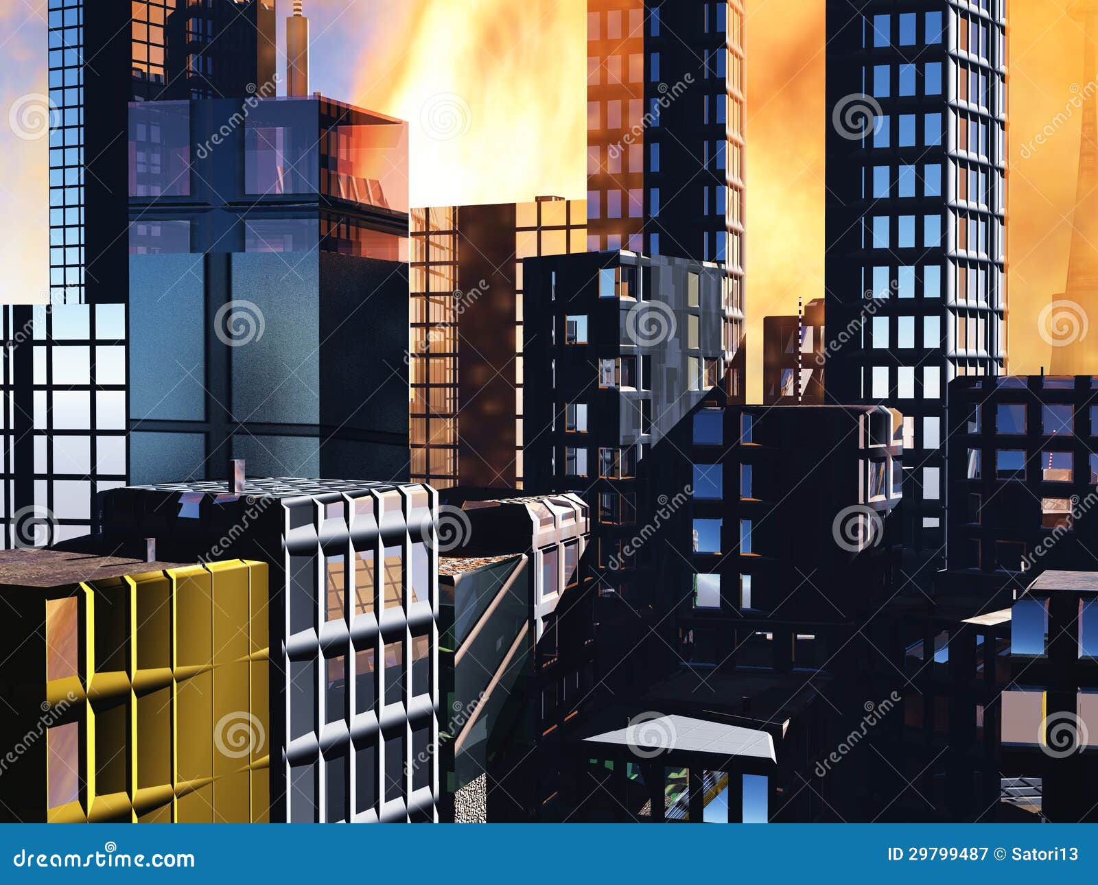 Armageddon scene in city stock illustration. Illustration of nuclear ...