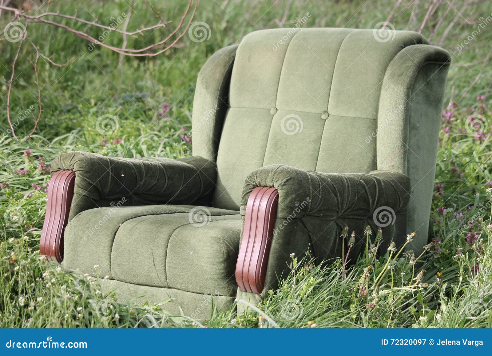 Armchair in the grass stock image. Image of creative - 72320097