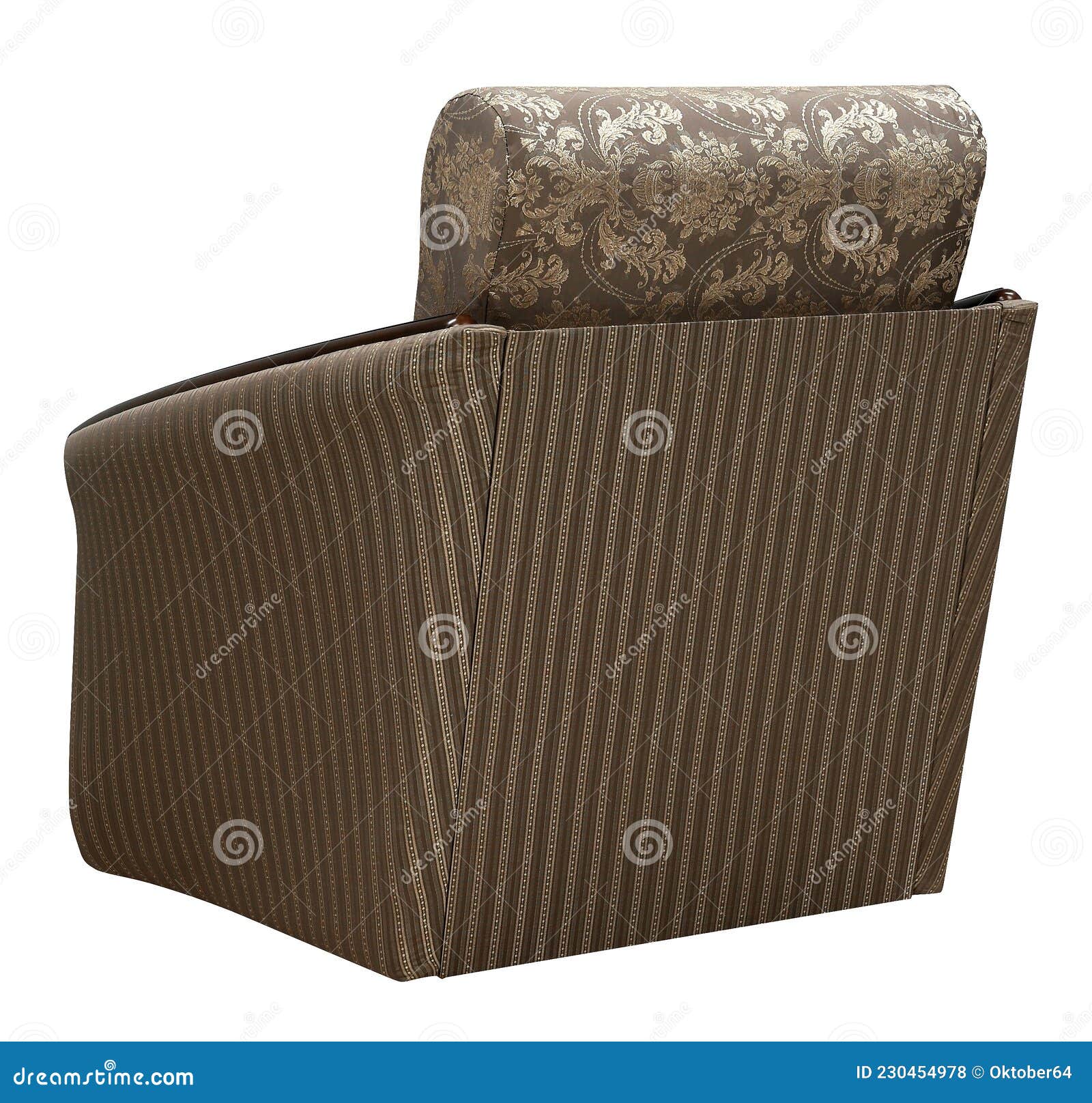 Armchair Isolated on White Background. Back View Stock Photo - Image of ...