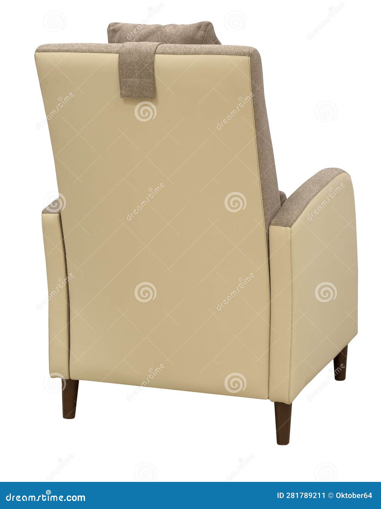 Armchair Isolated on White Background. Back View Stock Image - Image of ...