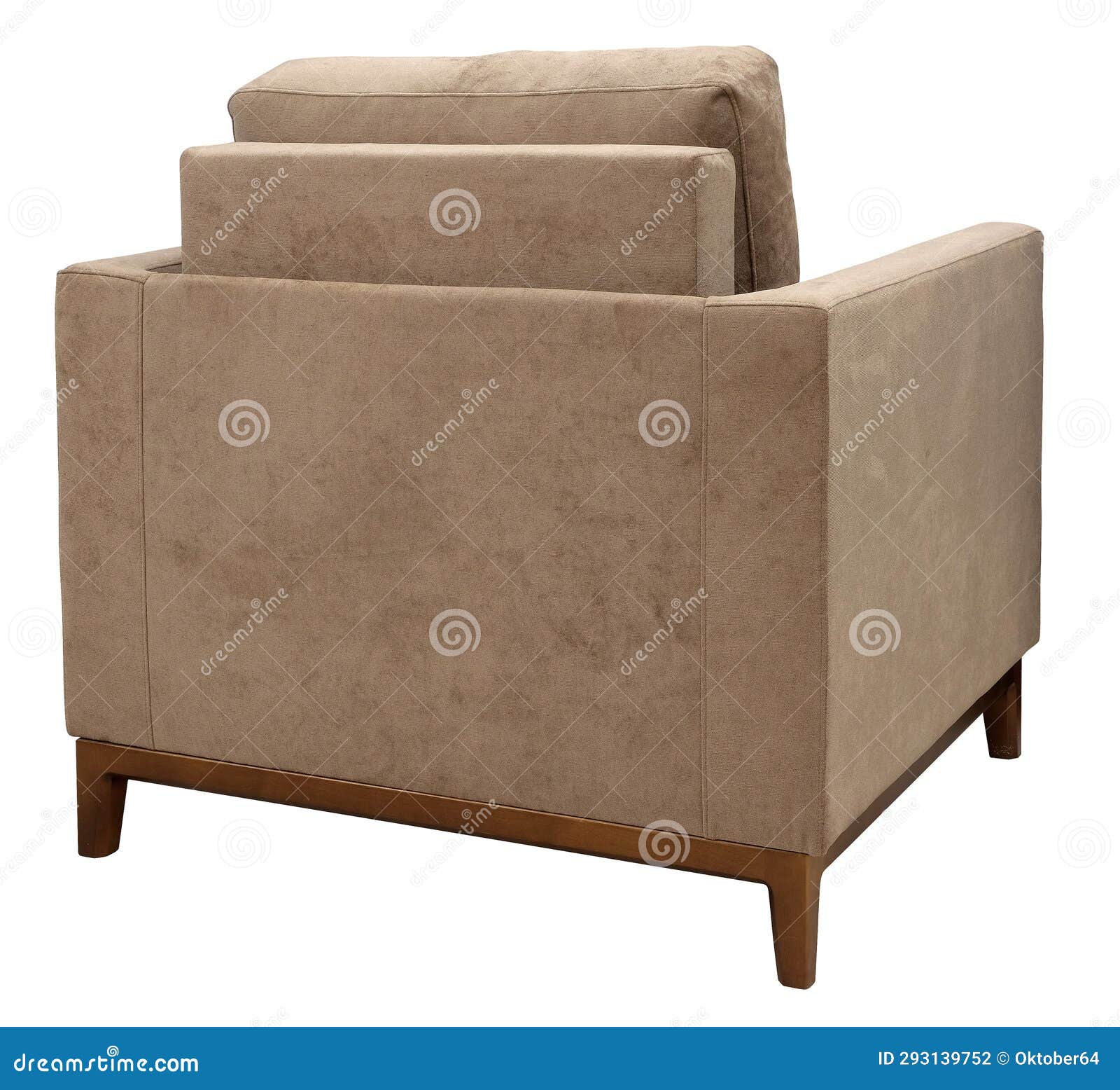 Armchair Isolated on White Background. Back View Stock Photo - Image of ...