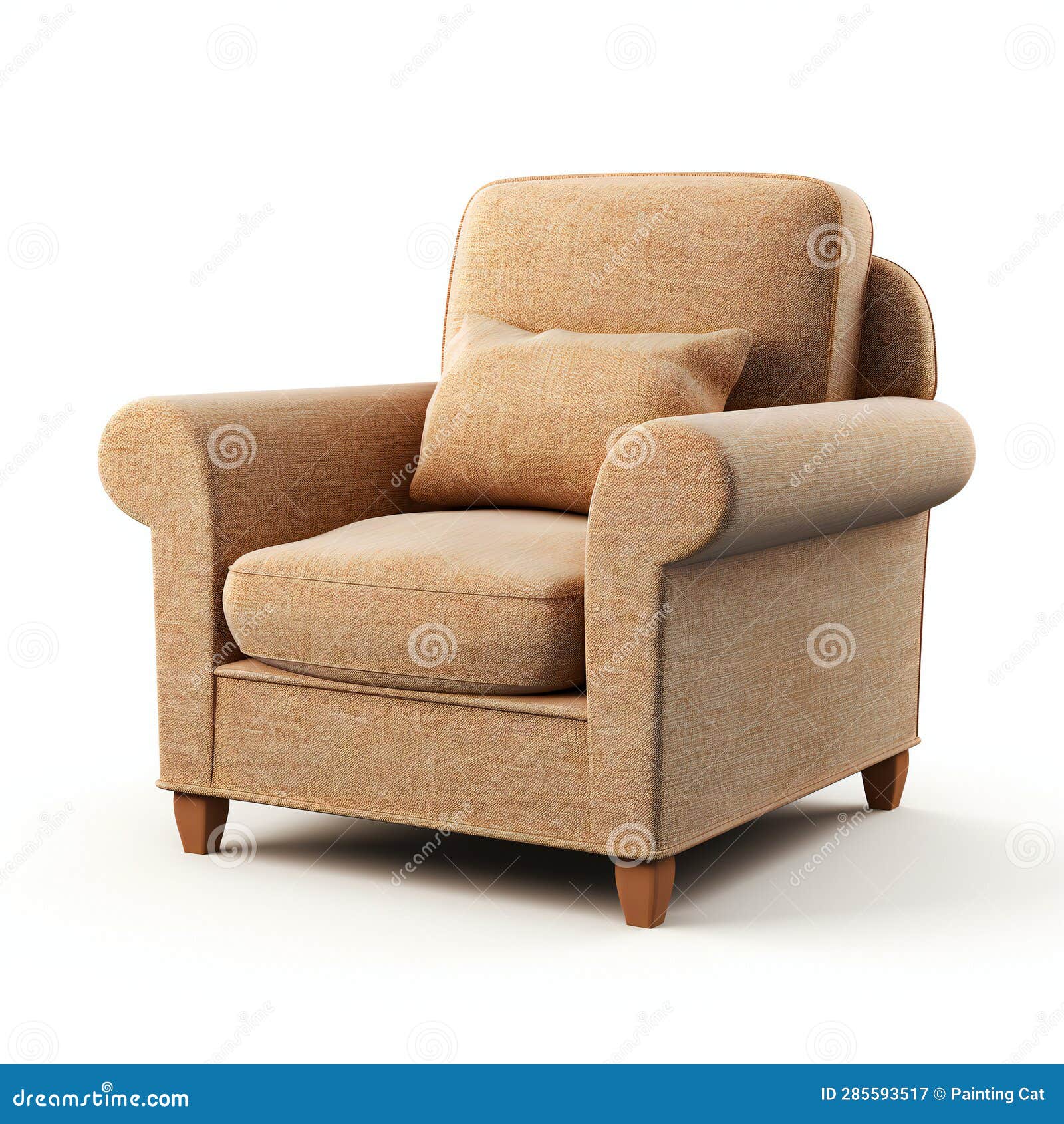 Armchair Isolated on White Background, Rendering, Front View Stock ...