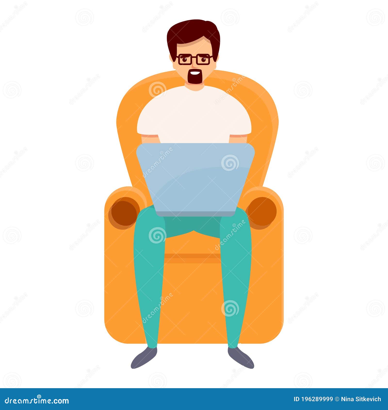 Armchair Remote Work Icon, Cartoon Style Stock Vector - Illustration of ...