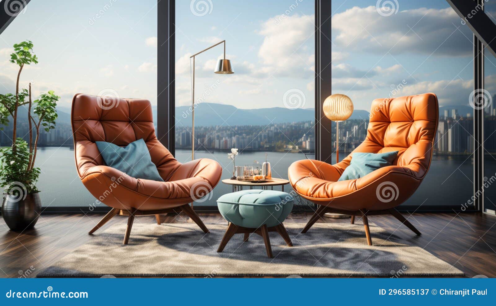 Armchairs in a Modern Living Room Interior Stock Image - Image of house ...